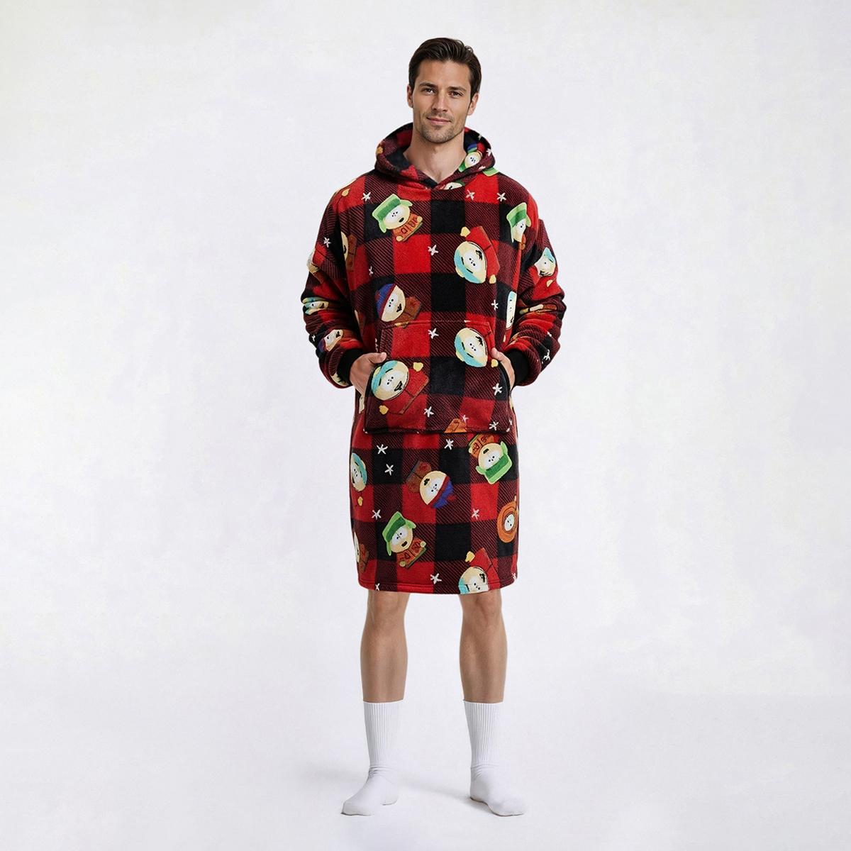 Click here for Mens South Park Snowflake Plaid Pajama Hoodie prices